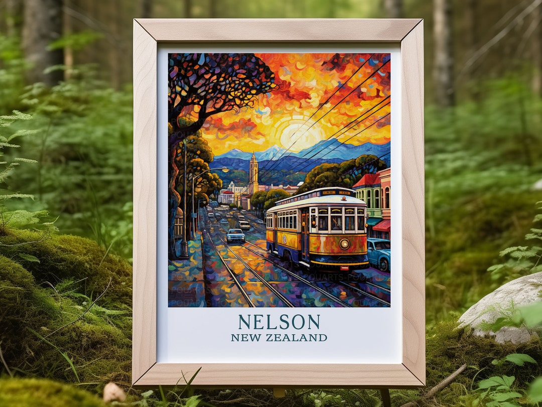 Nelson New Zealand Travel Poster Immerse Yourself in Masterpiece Nelson ...
