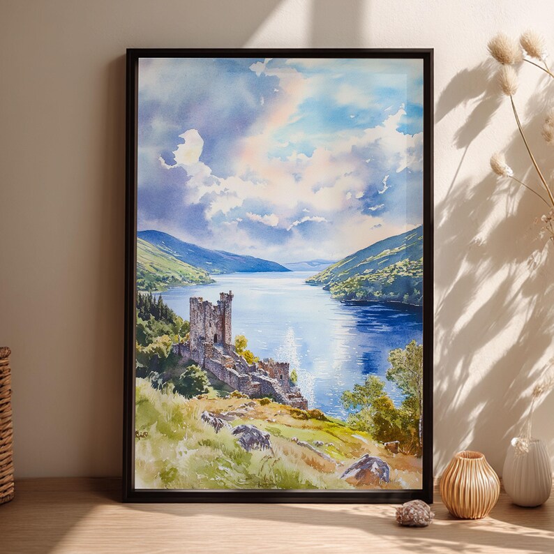 Loch Ness Scotland Art Print: Watercolor Landscape, Scottish Highlands ...