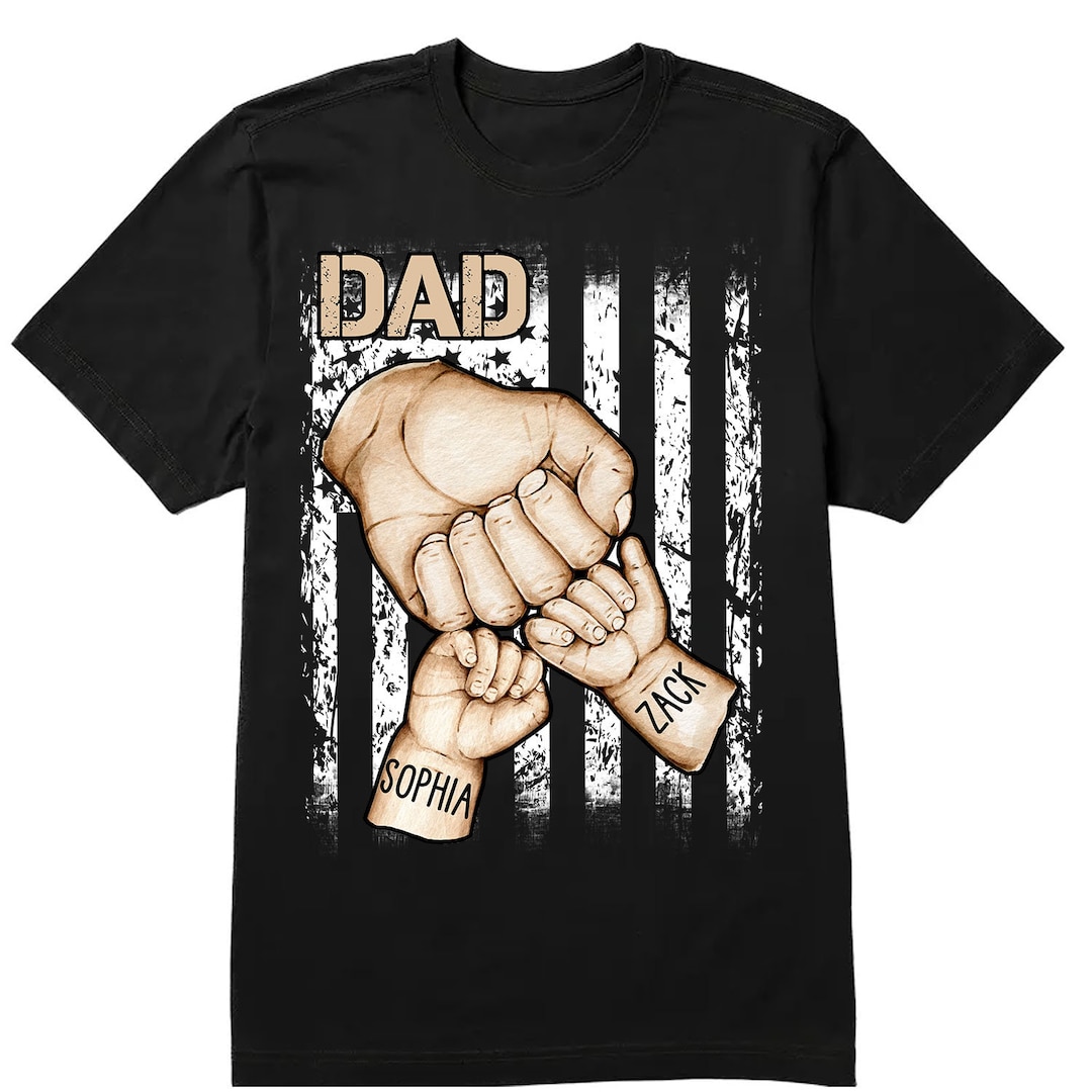 Personalized Dad Shirt, Custom Daddy Shirts for Men, Grandpa Child Fist ...
