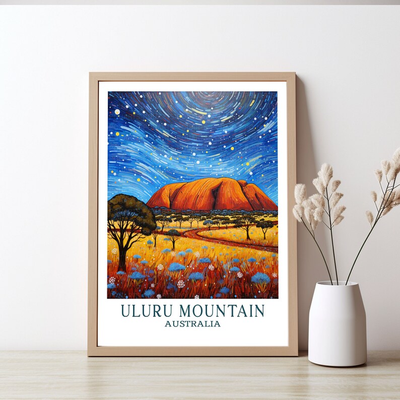 Uluru Mountain Australia Travel Poster Immerse Yourself in Masterpiece ...