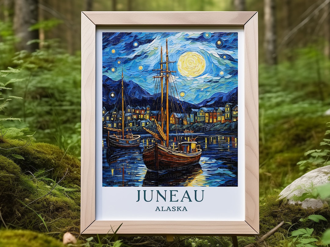 Juneau Alaska Travel Poster Immerse Yourself in Masterpiece Juneau Wall ...