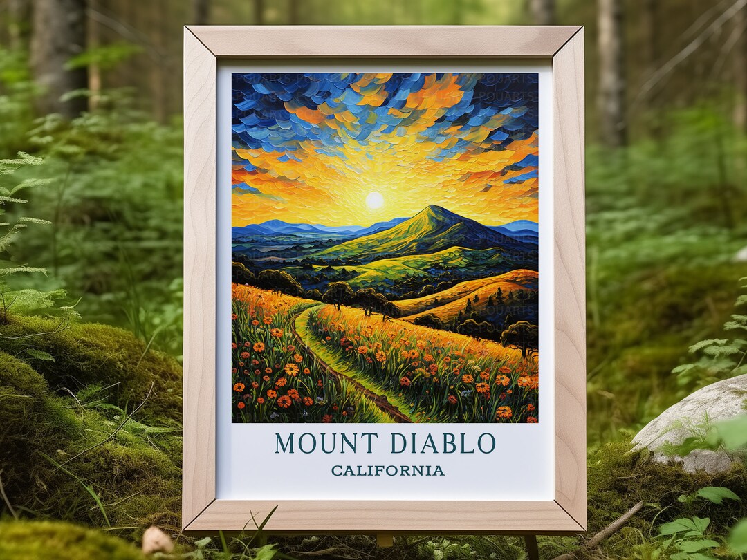 Mount Diablo California Art Print: Van Gogh Style Travel Poster - Etsy