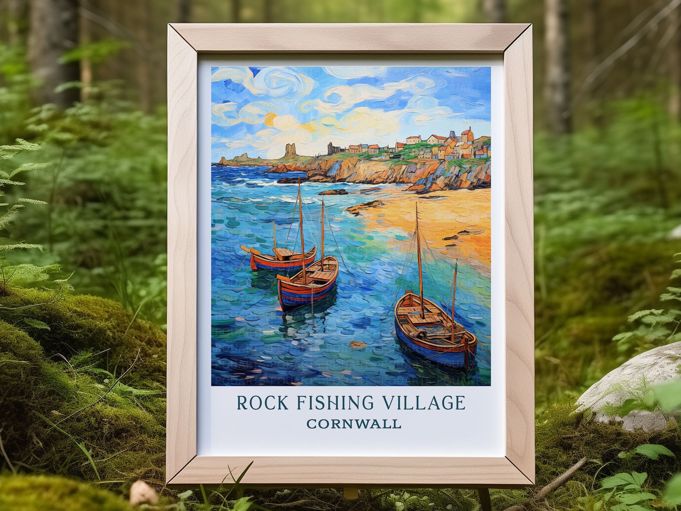 Rock Fishing Village Cornwall Travel Poster Immerse Yourself in ...