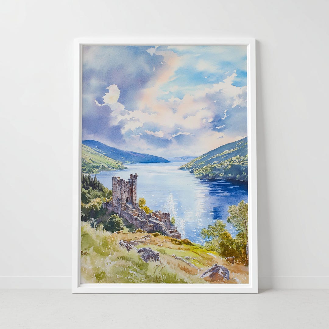 Loch Ness Scotland Art Print: Watercolor Landscape, Scottish Highlands ...