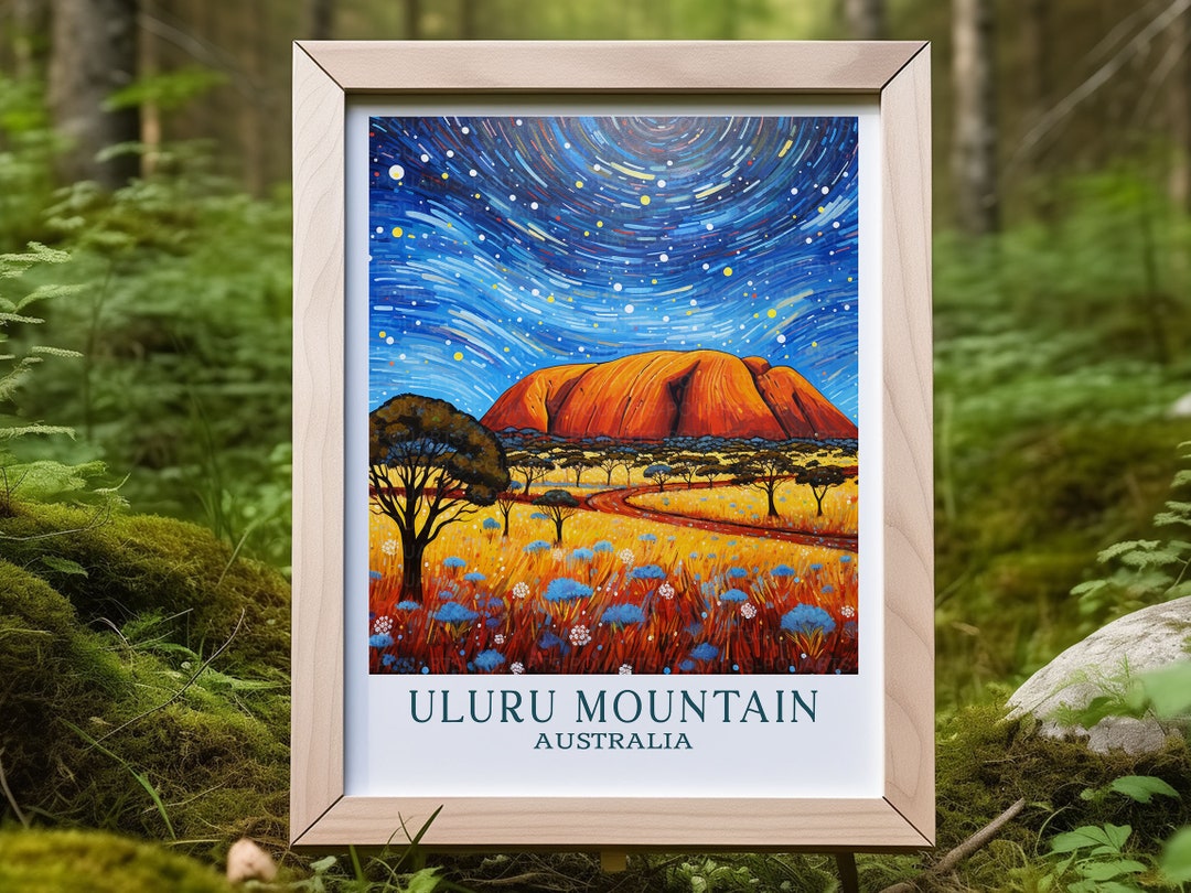Uluru Mountain Australia Travel Poster Immerse Yourself in Masterpiece ...