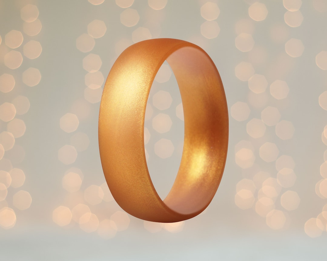 Silicone Wedding Ring, Gold Silicone Wedding Band, Silicone Ring for ...