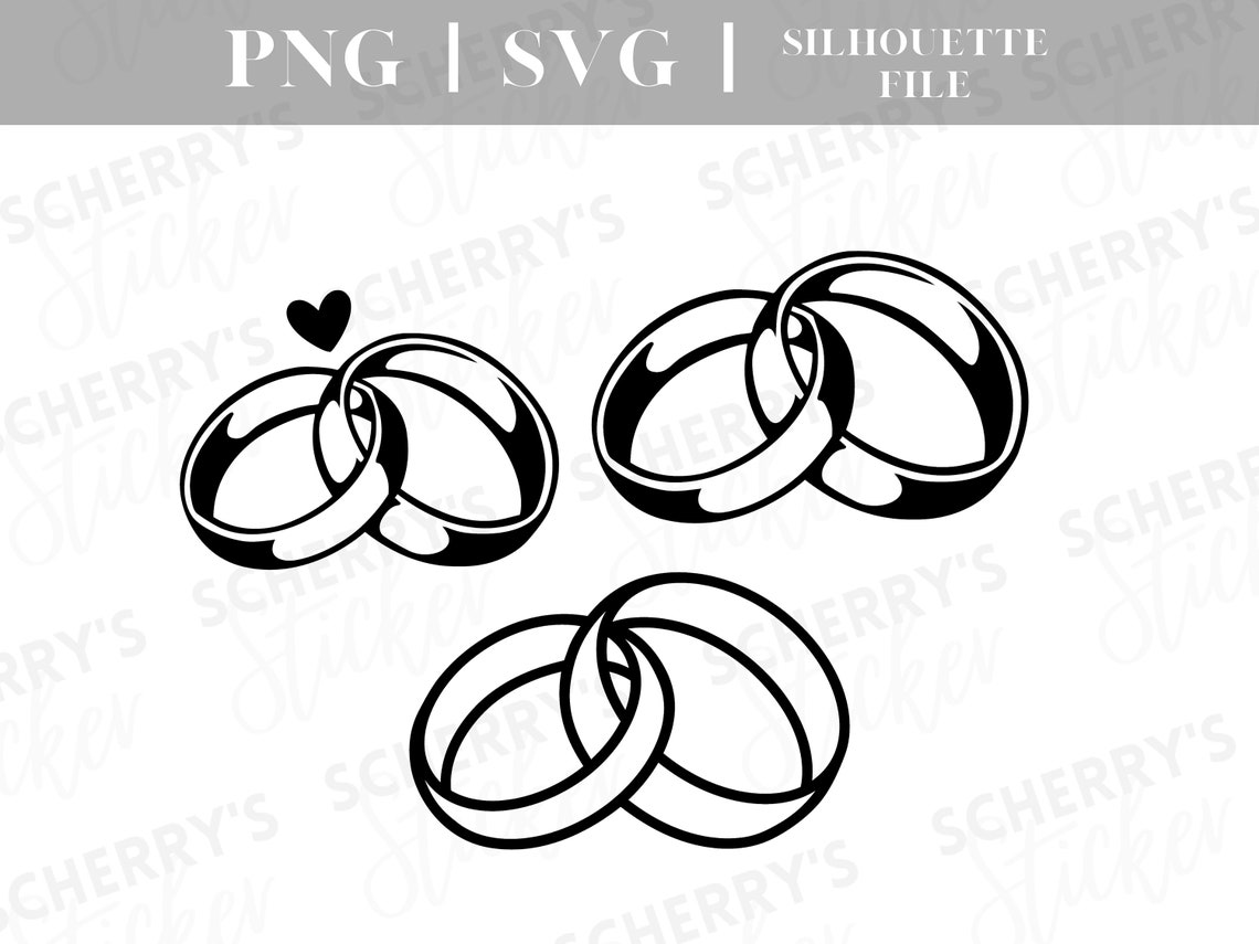 Ehe Ringe Plotterdatei PNG SVG SILHOUETTE Cricut Clipart - Etsy