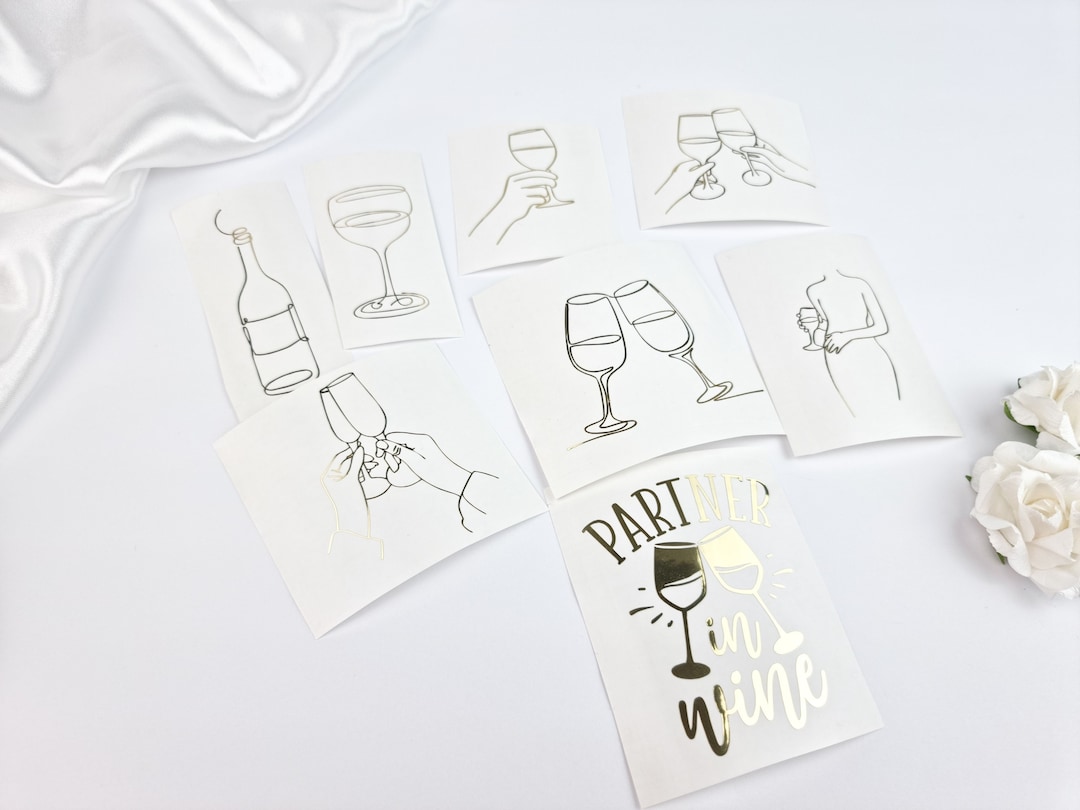 Vinyl Stickers Vinyl Sticker for Resin One Line Art Wine Sparkling Wine ...