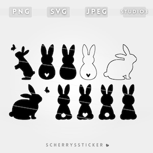 Osterhasen Silhouetten Plotterdatei | PNG SVG SILHOUETTE Cricut | One line art | Datei Download ...