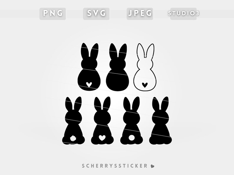 Osterhasen Silhouetten Plotterdatei | PNG SVG SILHOUETTE Cricut | One line art | Datei Download ...