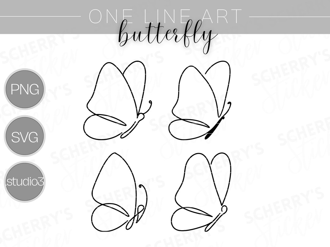 One Line Art Butterflies Plotter File | PNG SVG SILHOUETTE Cricut ...