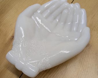 Vintage White Milk Glass Avon Open Hands Trinket Dish Small Dish ...
