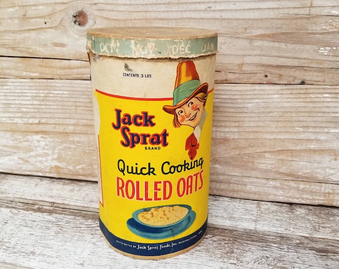Jack Sprat 1930's Rolled Oats Container - Vintage Oats - Marshalltown ...