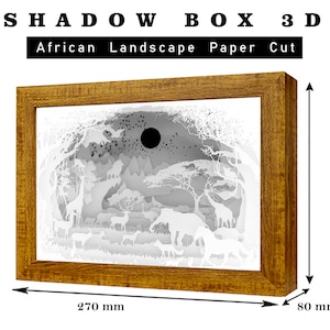 African Landscape Paper Cut Light Box, 3D Papercut Light Box, Shadow ...