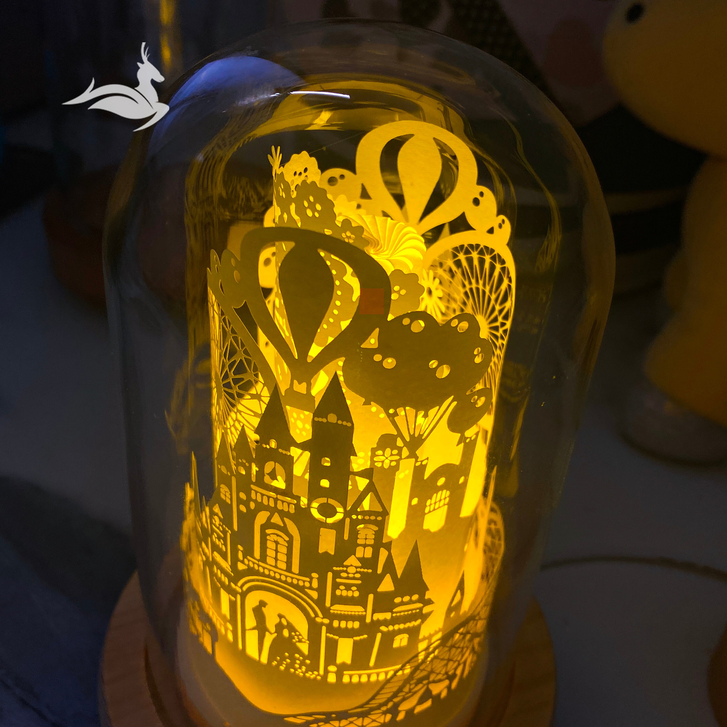 Glass Dome Paper Cut Light Box Valentine Gift for Her. Custom Night ...