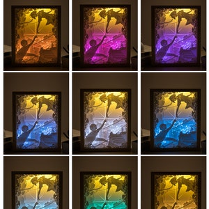 Anime Paper Cut Light Box (led RBG and Controller), 3D Shadow Box With ...