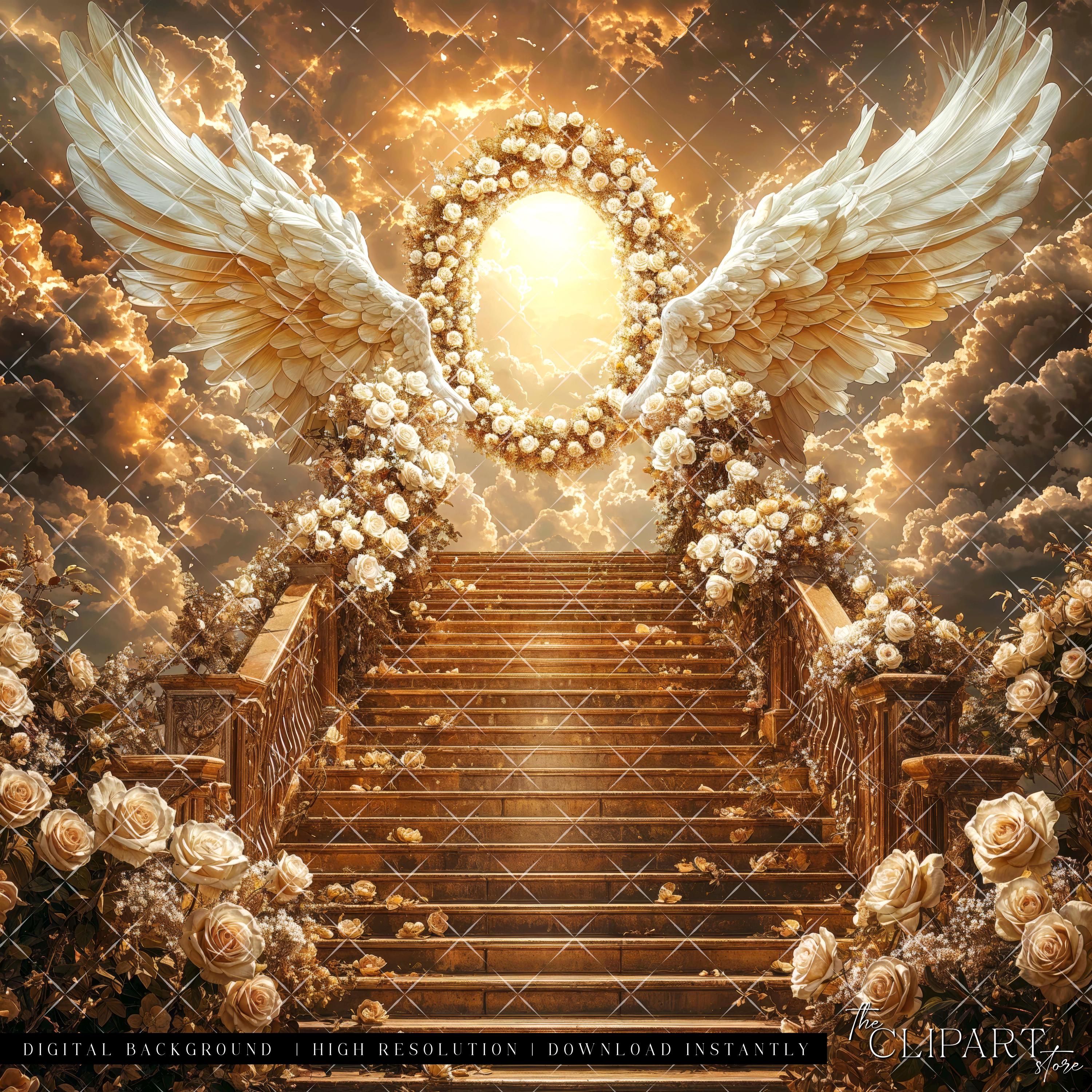 Floral Heaven Gold Background in Loving Memory Memorial Background ...