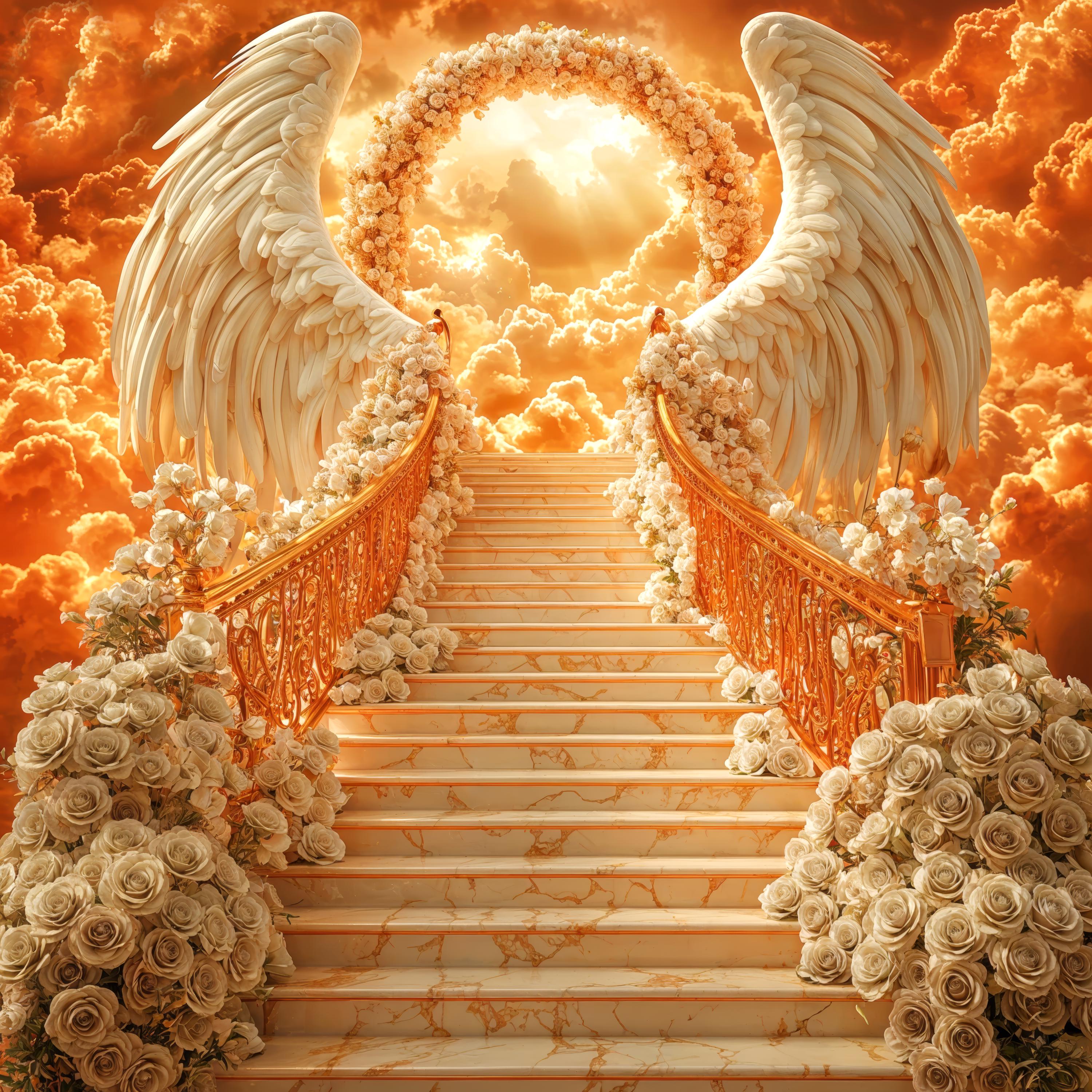 Floral Heaven Orange Background in Loving Memory Memorial Background ...