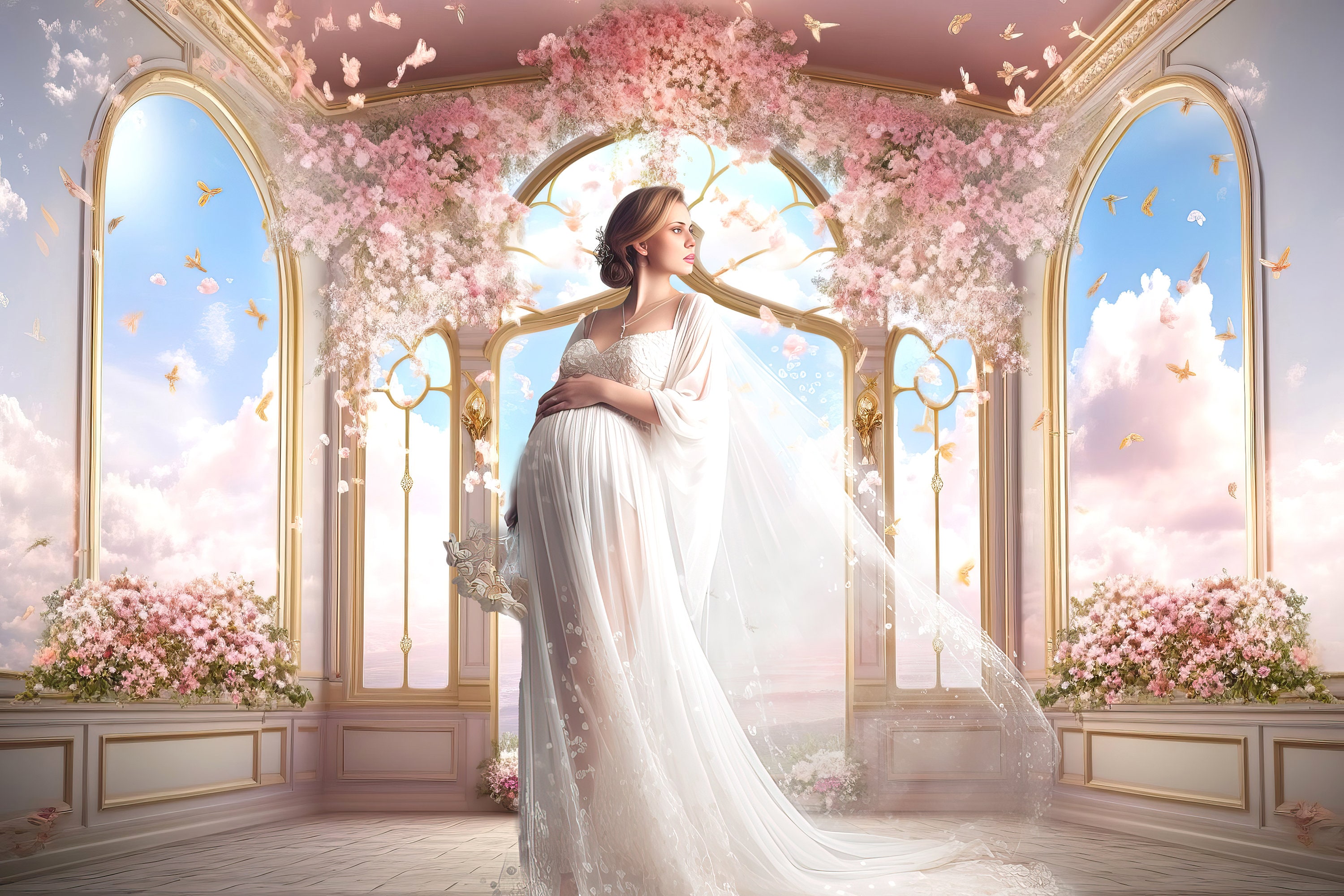 20 Digital Backdrops, Heavenly Pink 2, Maternity Backdrop Overlays ...