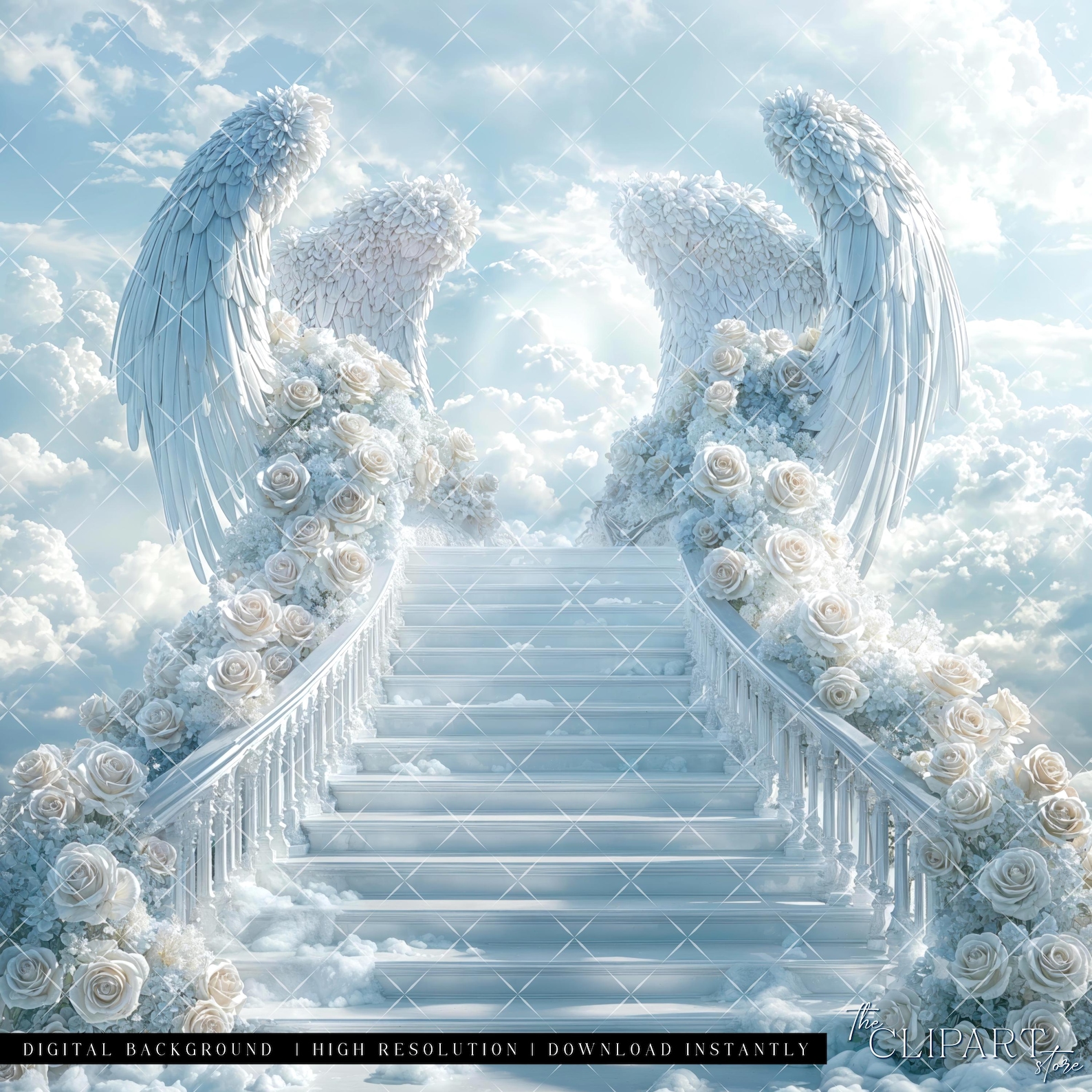 Floral Heaven Background in Loving Memory Memorial Background Stairs to ...