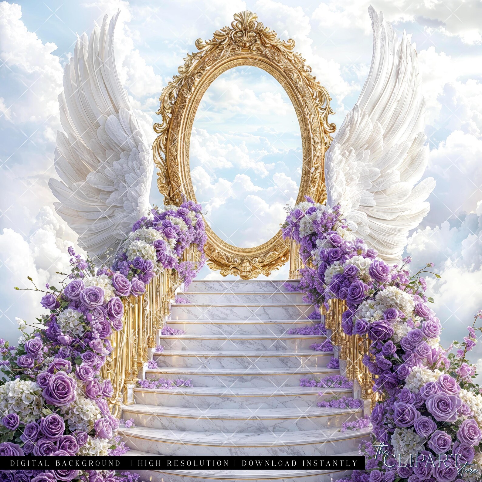 Floral Heaven Background in Loving Memory Memorial Background Stairs to ...