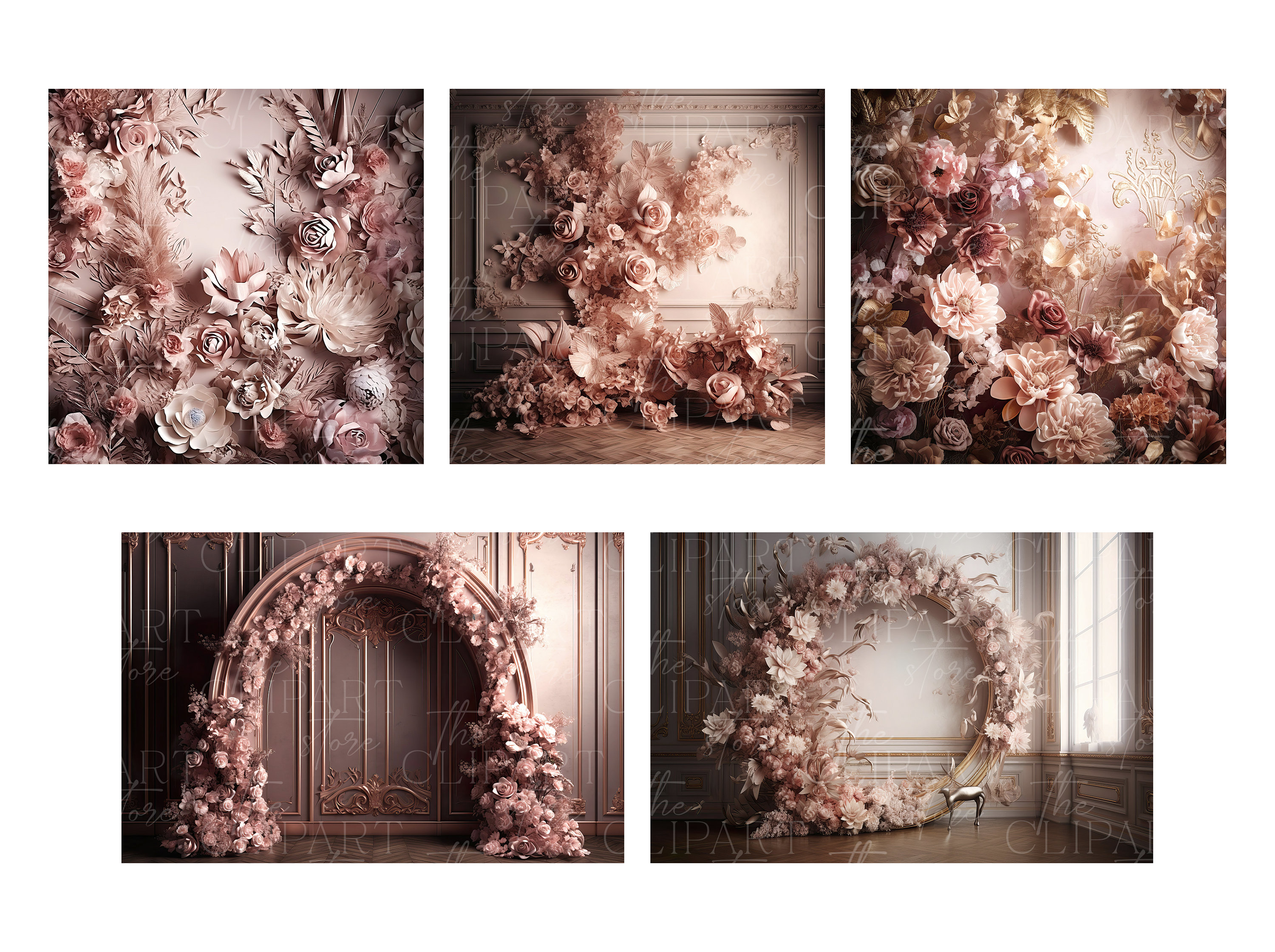19 Digital Backdrops, Blushing Rose 2, Maternity Backdrop Overlays ...