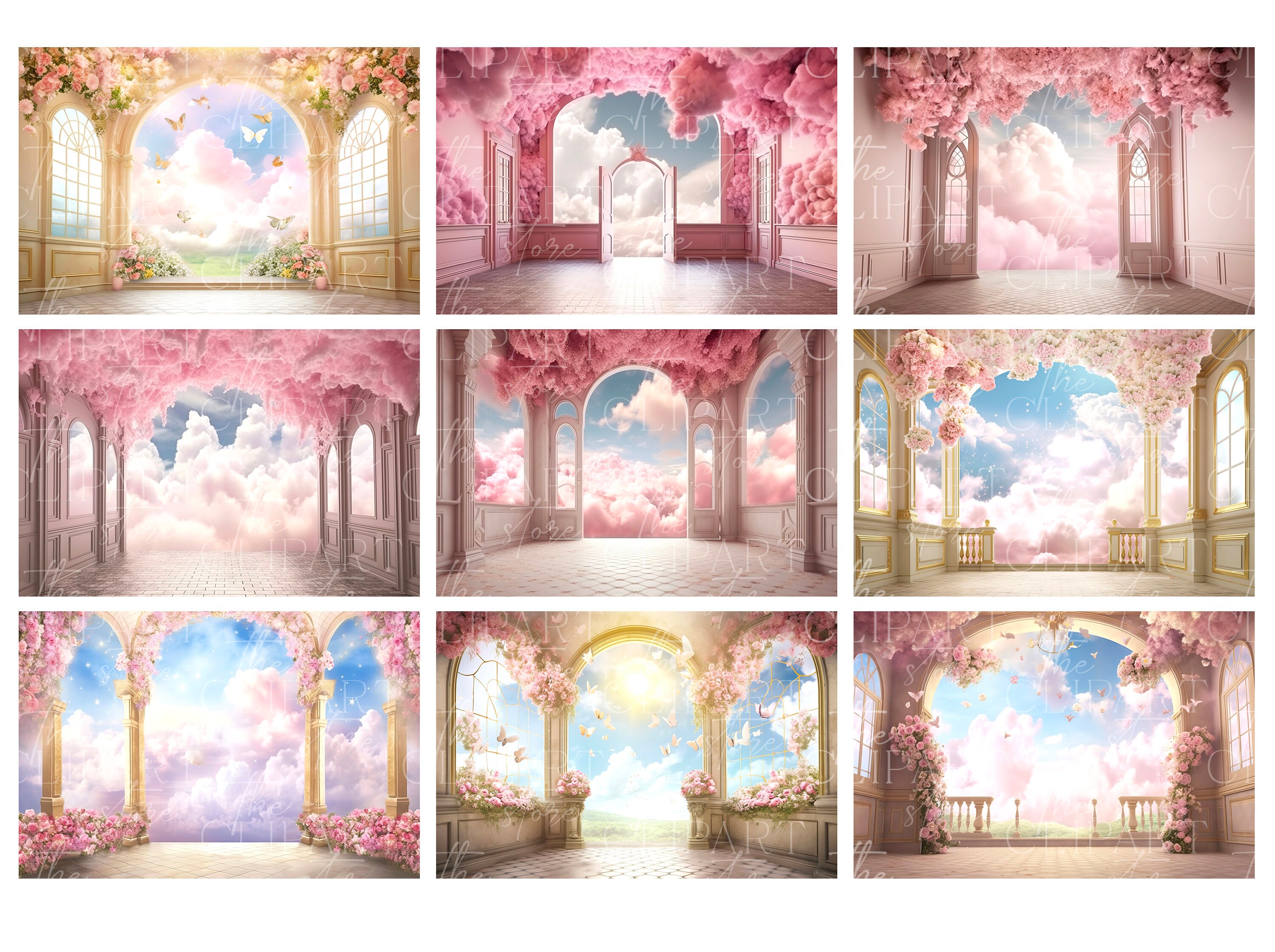 24 Digital Backdrops, Heavenly Pink, Maternity Backdrop Overlays ...