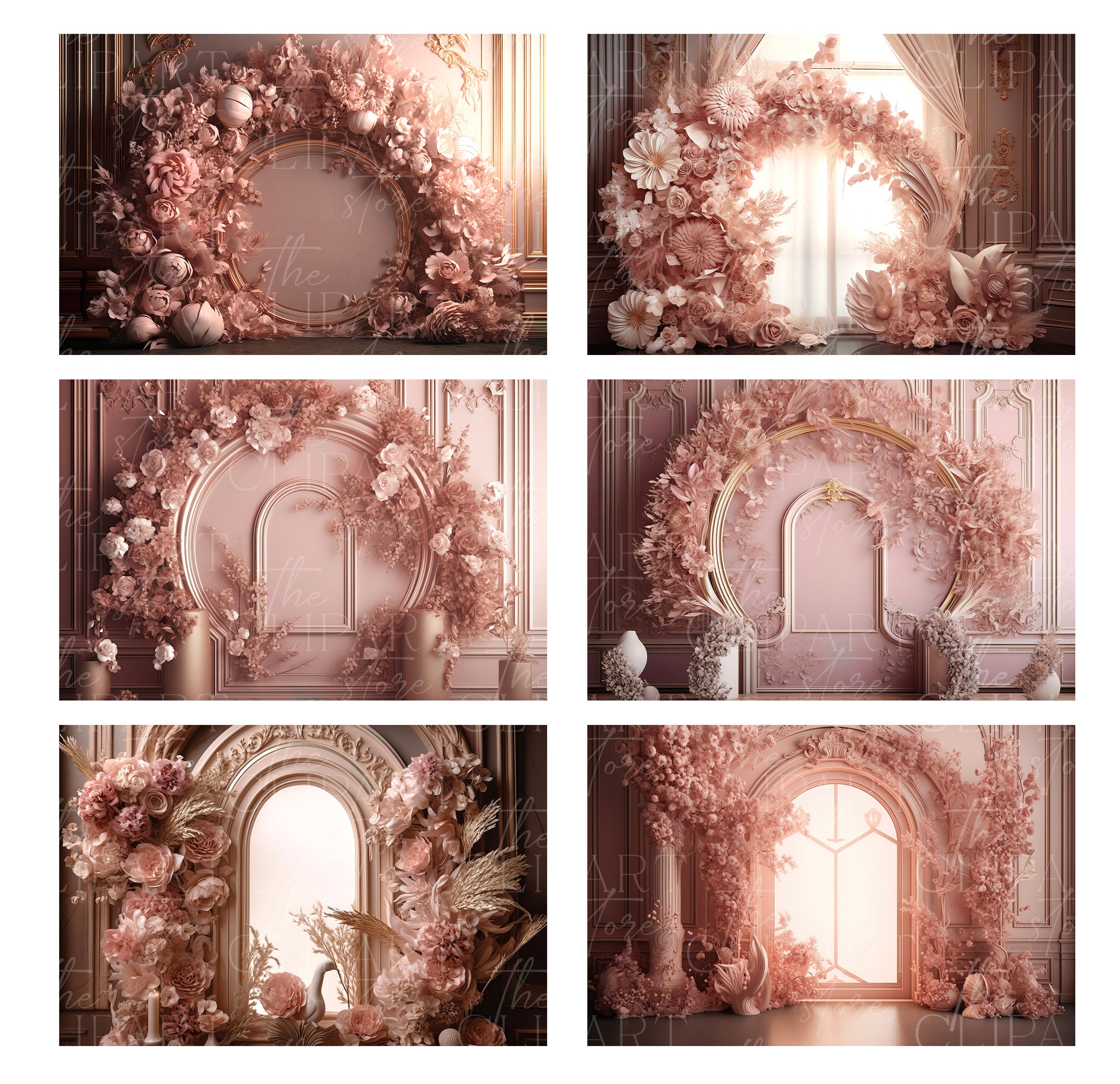19 Digital Backdrops, Blushing Rose 2, Maternity Backdrop Overlays ...