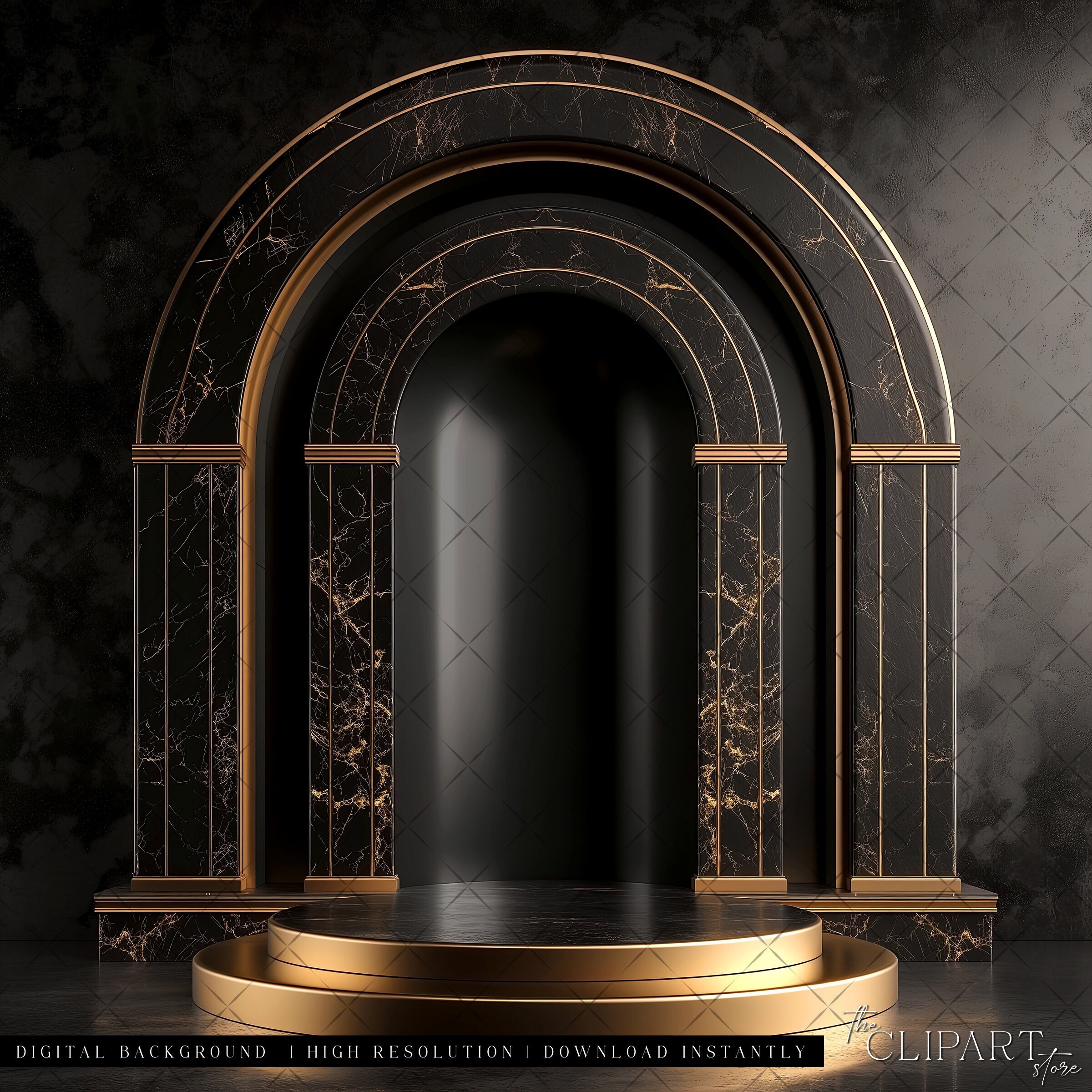 Elegant Black & Gold Digital Photography Backdrop Marble Stone ...