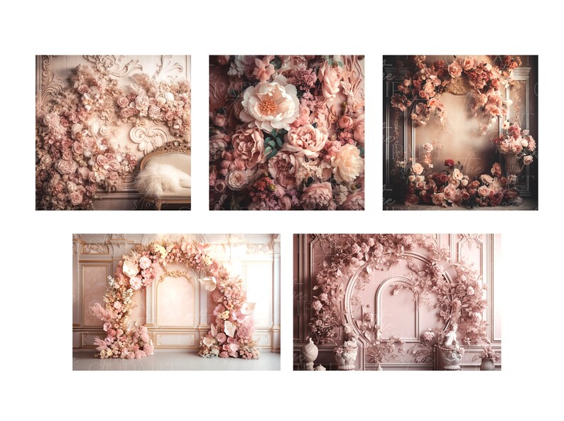15 Digital Backdrops, Blushing Rose, Maternity Backdrop Overlays ...