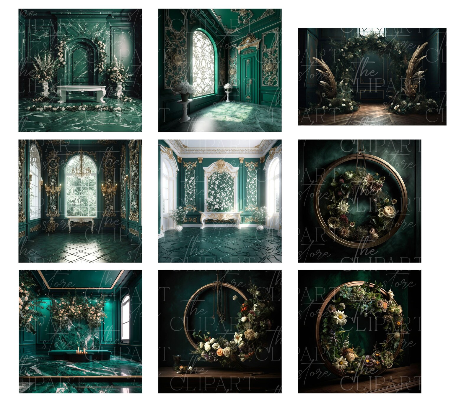 27 Digital Backdrops, Emerald Fantasy, Maternity Backdrop Overlays ...