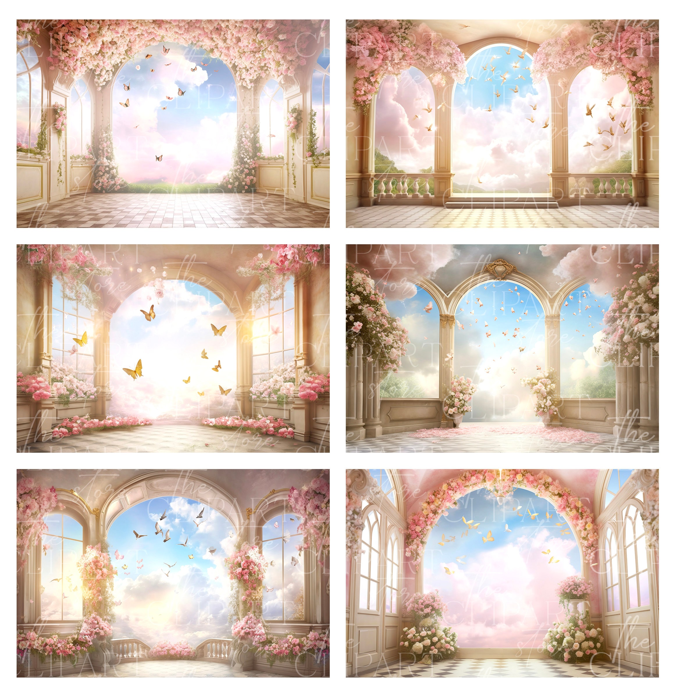 20 Digital Backdrops, Heavenly Pink 2, Maternity Backdrop Overlays ...