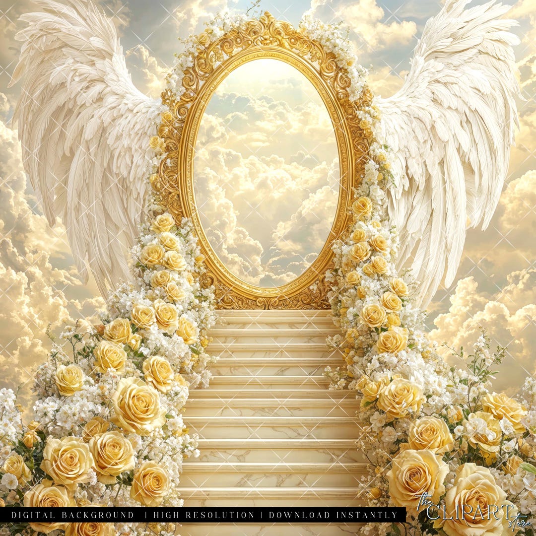 Floral Heaven Background in Loving Memory Memorial Background Stairs to ...