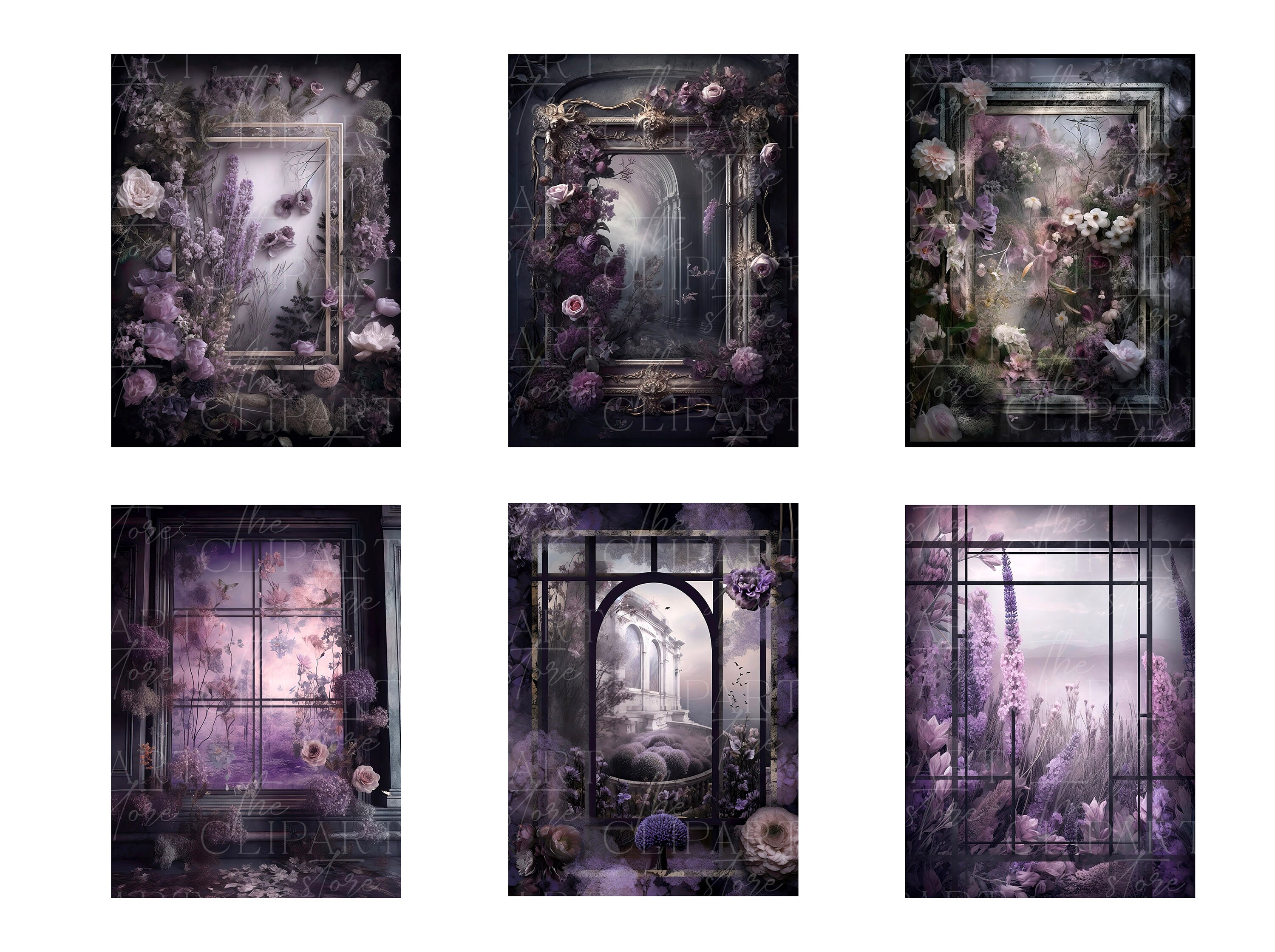 15 Digital Backdrops, Violet Floral Canvas, Maternity Backdrop Overlays ...