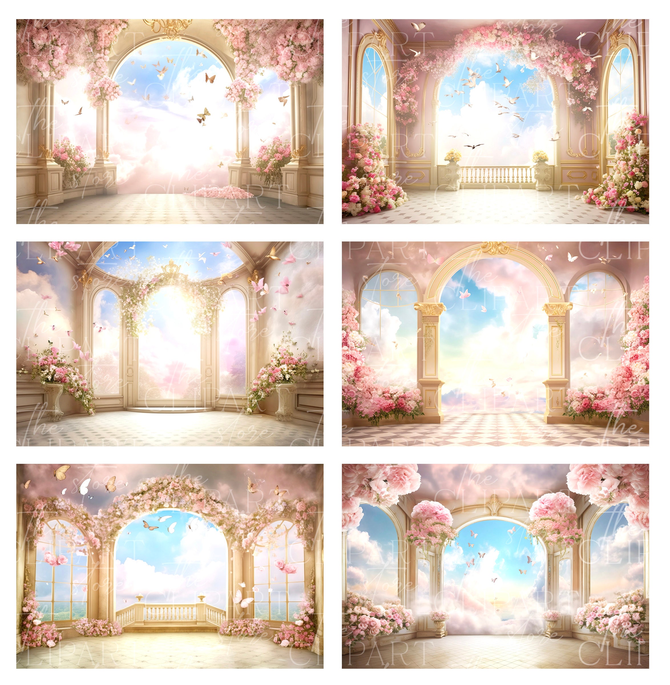 20 Digital Backdrops, Heavenly Pink 2, Maternity Backdrop Overlays ...