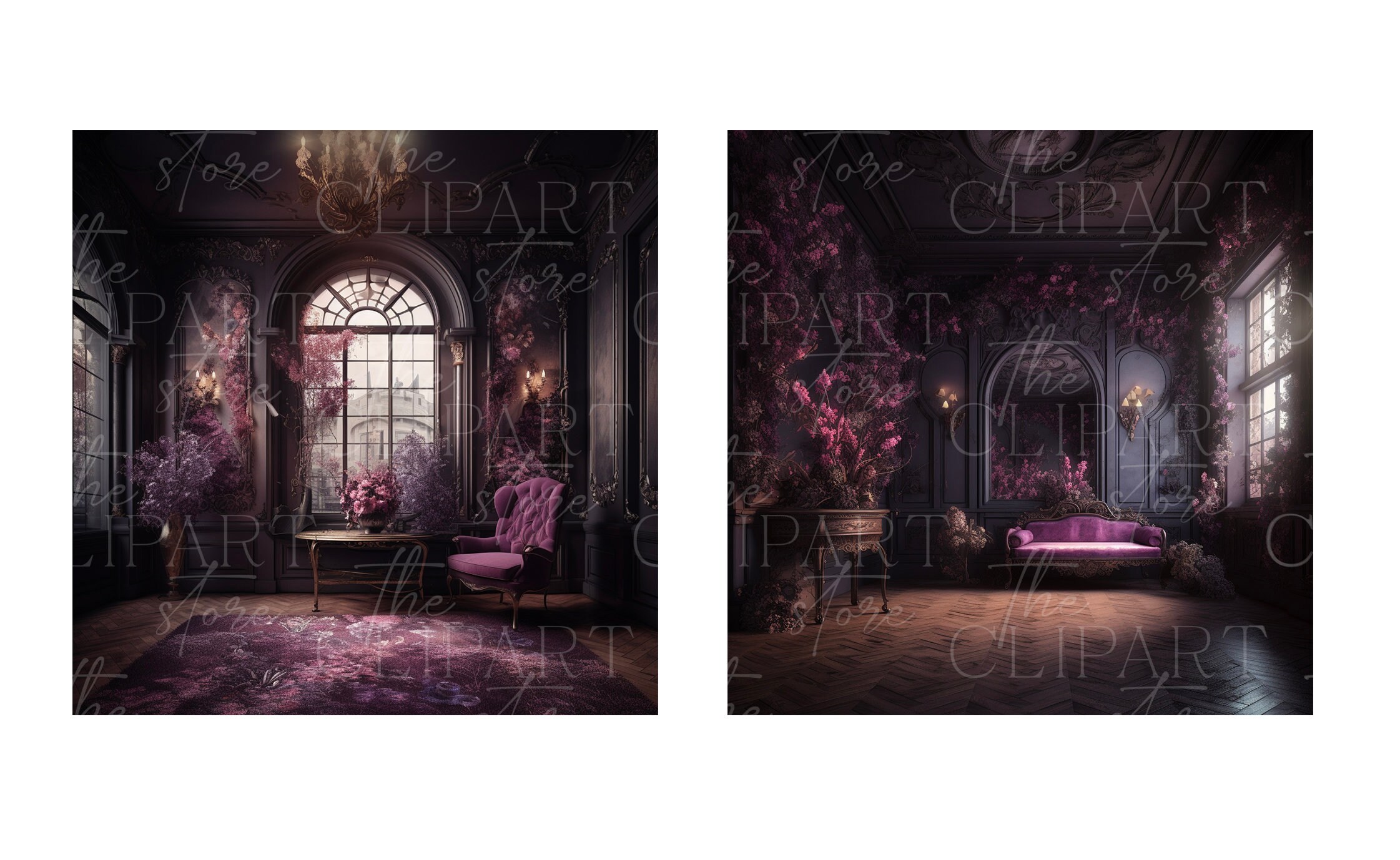 20 Digital Backdrops, Purple Fantasy, Maternity Backdrop Overlays ...