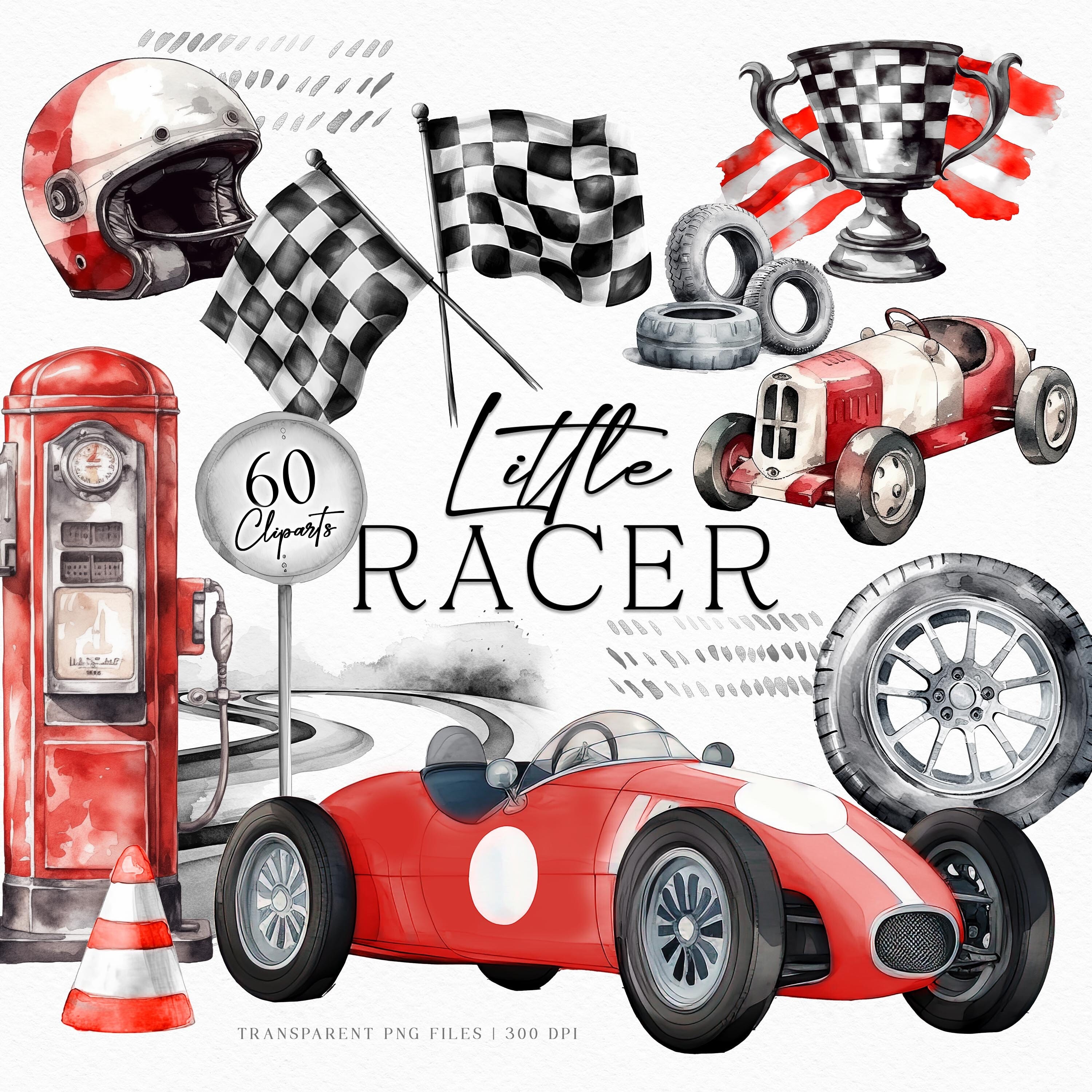 Vintage Racing Watercolor Cars Vintage Cute Cars Watercolor Racecar ...