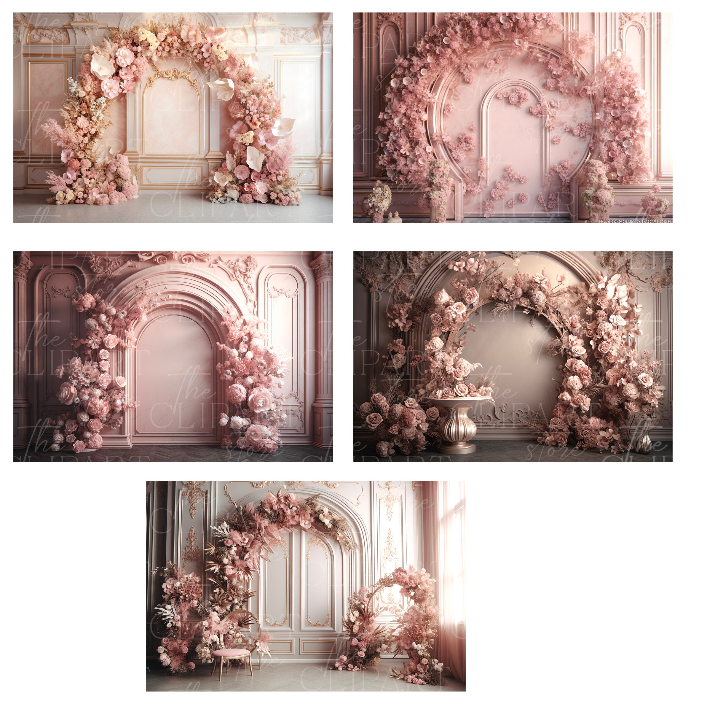 15 Digital Backdrops, Blushing Rose, Maternity Backdrop Overlays ...