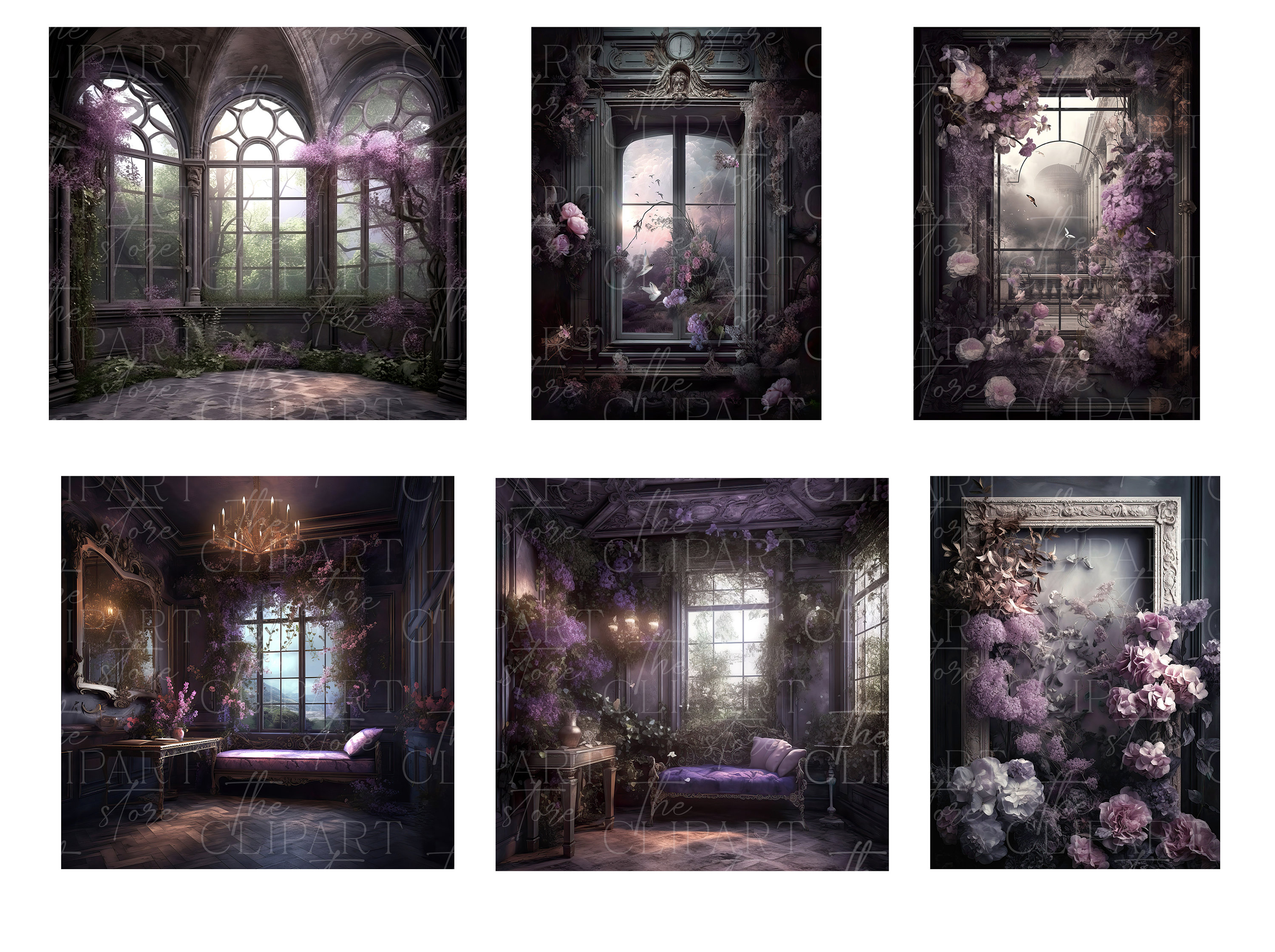 15 Digital Backdrops, Violet Floral Canvas, Maternity Backdrop Overlays ...