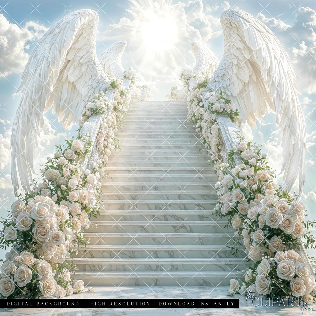 Floral Heaven Background in Loving Memory Memorial Background Stairs to ...