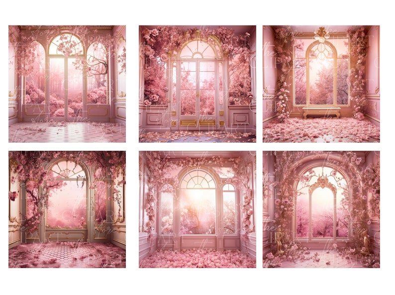 18 Digital Backdrops, Pink Floral Rooms, Maternity Backdrop Overlays ...
