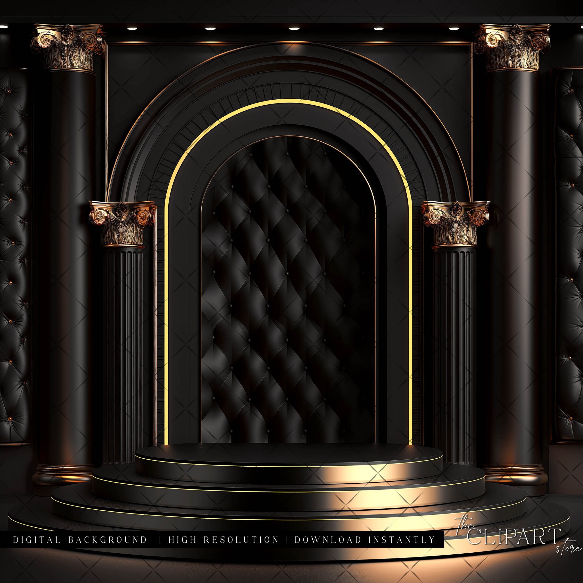 Elegant Black & Gold Digital Photography Backdrop Marble Stone ...