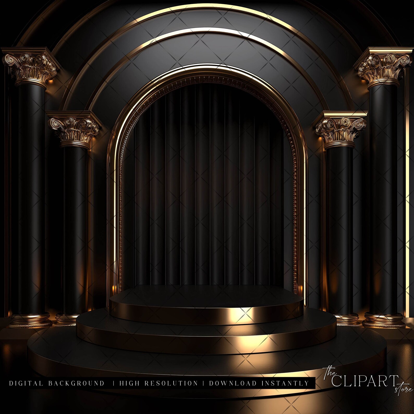 Elegant Black & Gold Digital Photography Backdrop Marble Stone ...