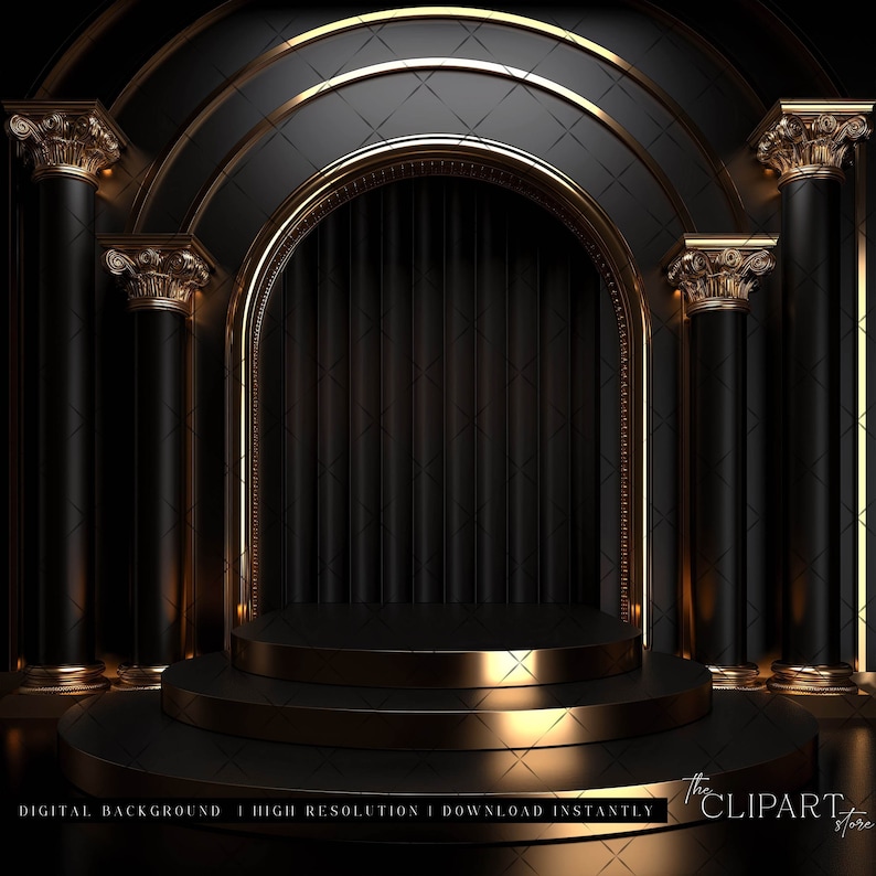 Elegant Black & Gold Digital Photography Backdrop Marble Stone ...