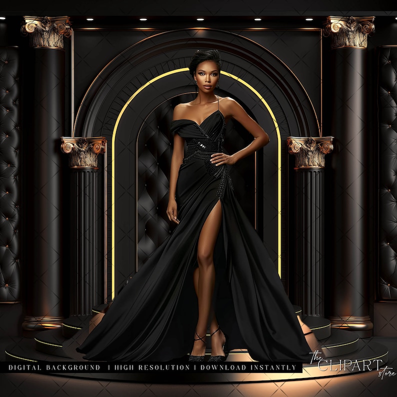 Elegant Black & Gold Digital Photography Backdrop Marble Stone ...