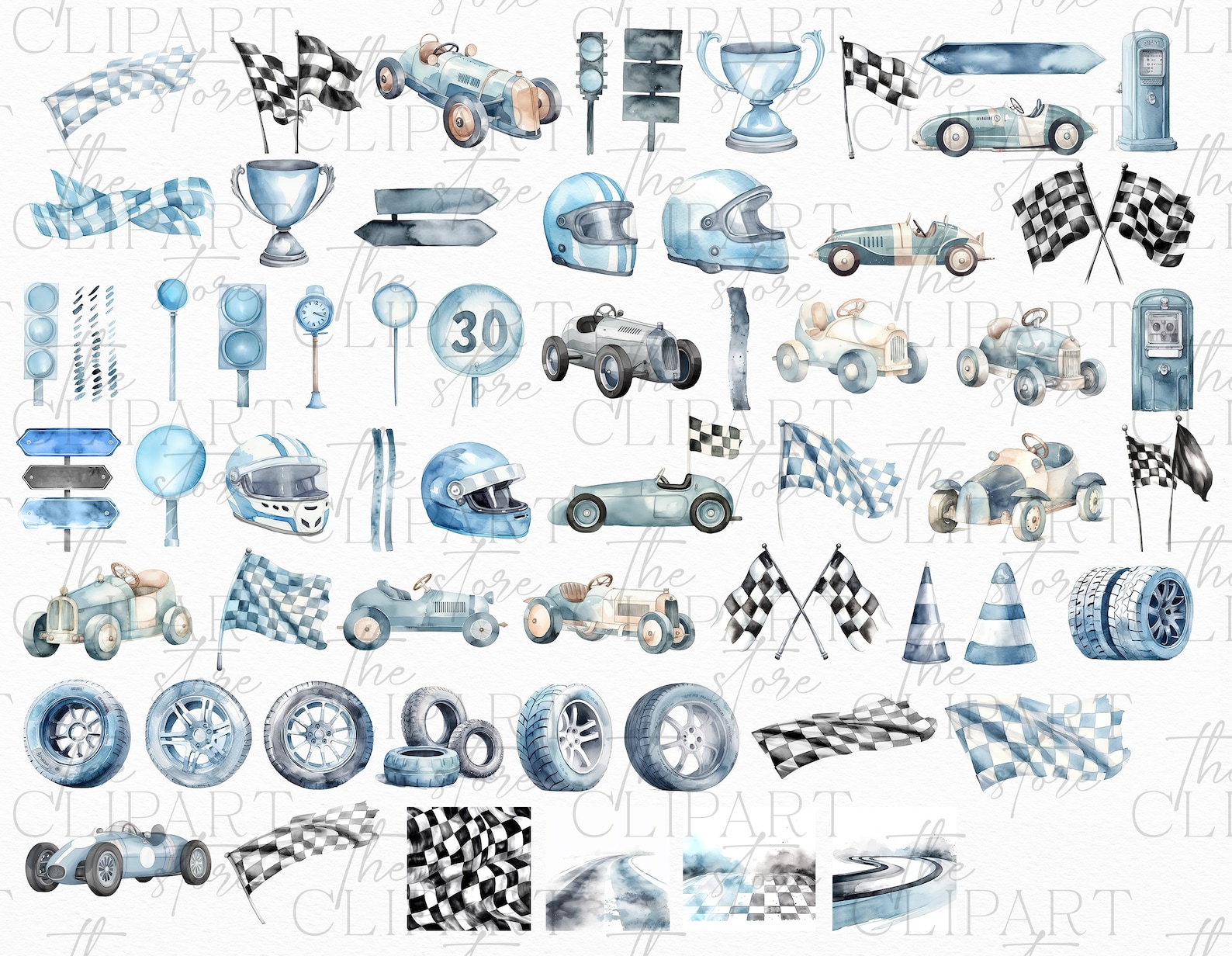 Vintage Racing Watercolor Cars Vintage Cute Cars Watercolor - Etsy