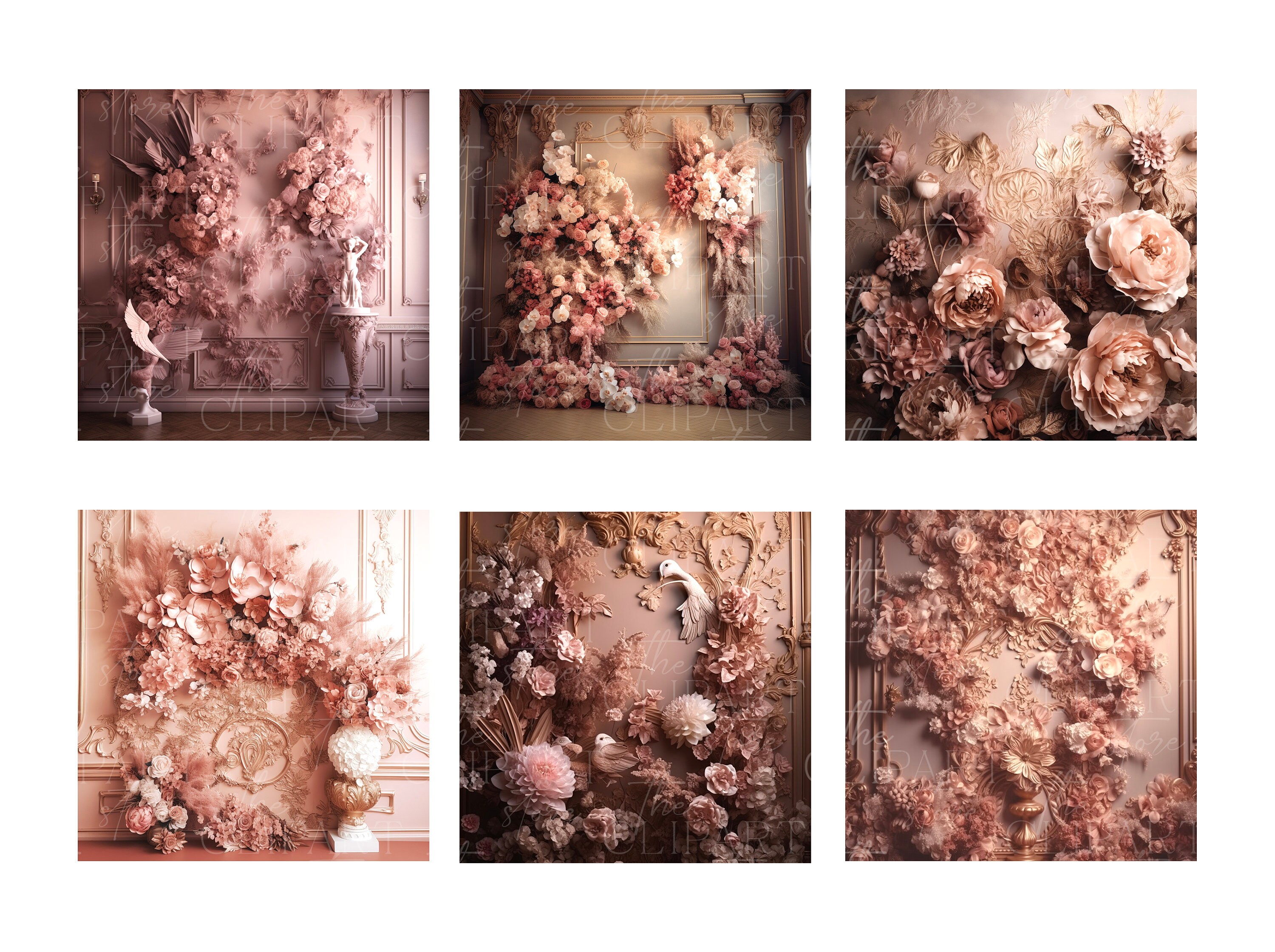 15 Digital Backdrops, Blushing Rose, Maternity Backdrop Overlays ...