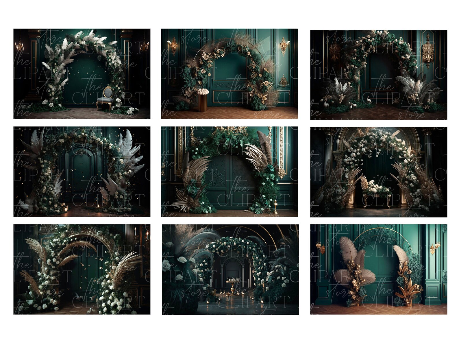 27 Digital Backdrops, Emerald Fantasy, Maternity Backdrop Overlays ...