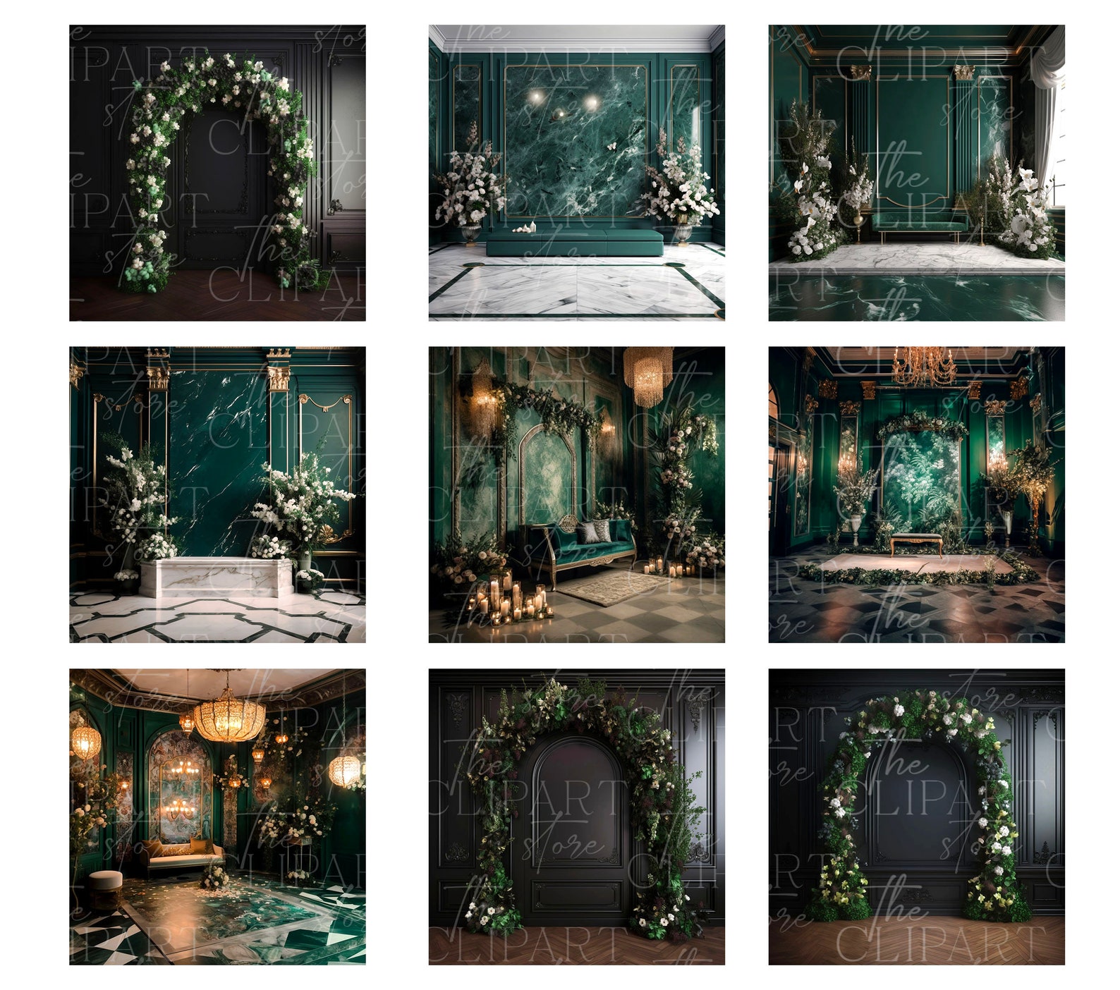 27 Digital Backdrops, Emerald Fantasy, Maternity Backdrop Overlays ...