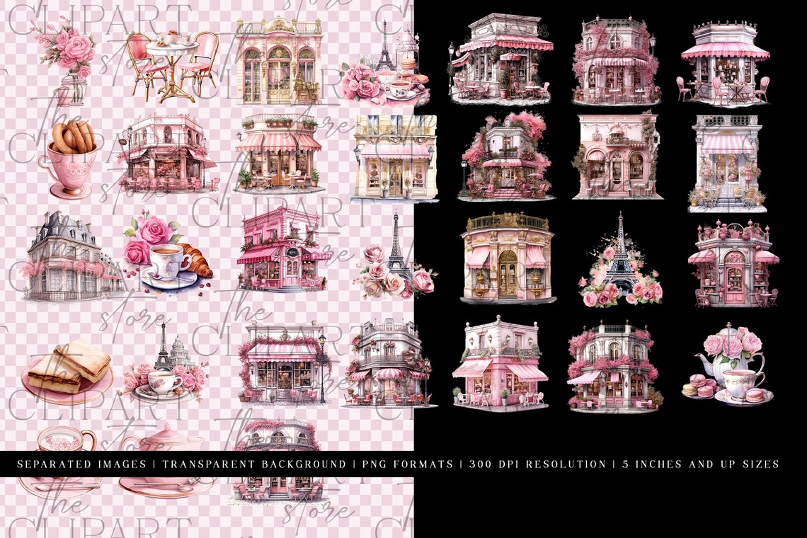 Le Cafe Paris Clipart Colletion, Paris Coffee Shop, Aris Illustration ...